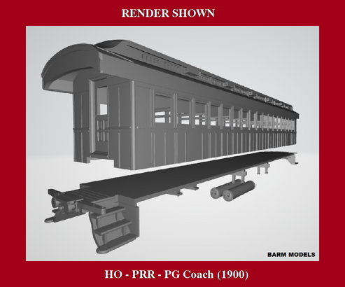 HO - PRR PG Coach – 3Dp Train
