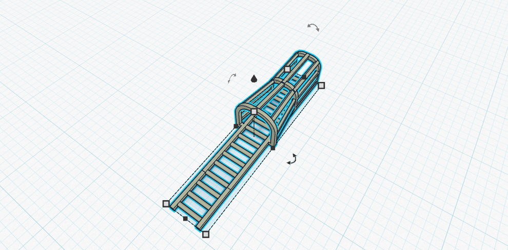 S scale Industrial Ladder and safety cage bottom section – 3Dp Train