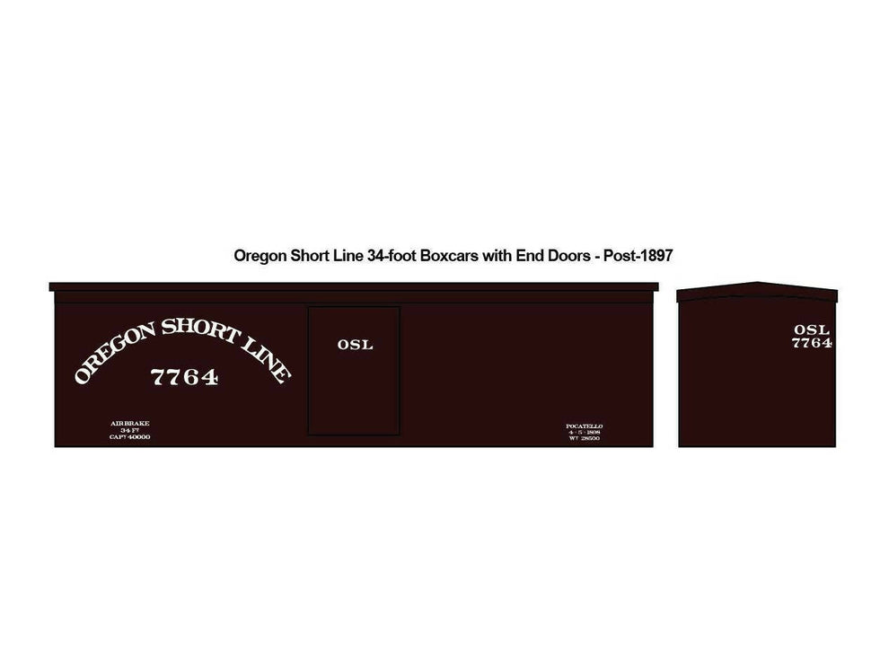 Oregon Short Line 34-foot Boxcars Post-1897 Decal Set HO – 3Dp Train